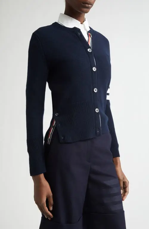 Thom Browne Merino Wool Cardigan - Navy