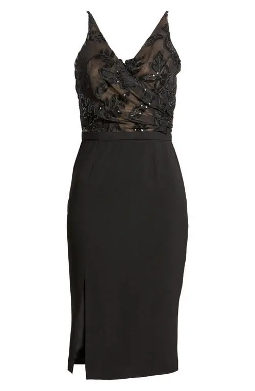 Dress The Population Giulia Sequin Bodice Crepe Sheath Dress