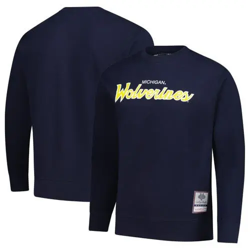 Mitchell & Ness Michigan Wolverines Elite Script Pullover Sweatshirt