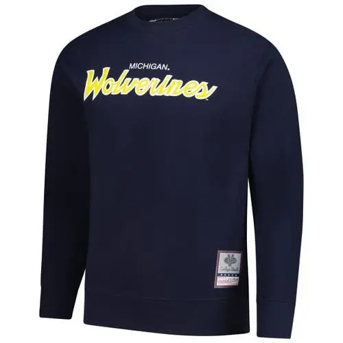 Mitchell & Ness Michigan Wolverines Elite Script Pullover Sweatshirt