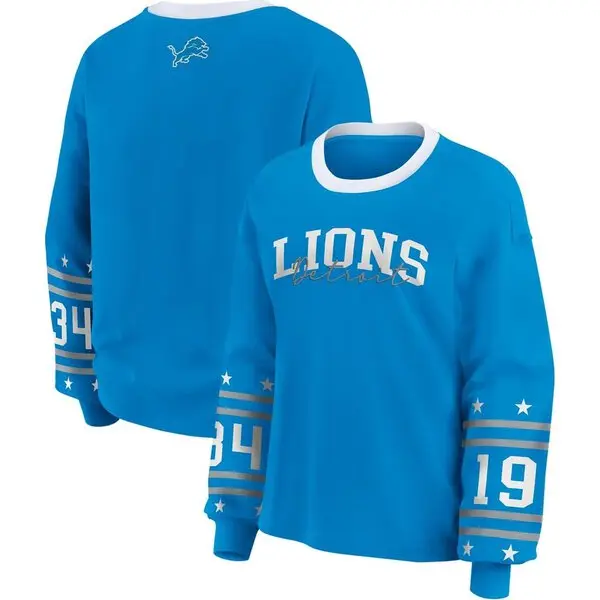 WEAR BY ERIN ANDREWS Detroit Lions Graphic Long Sleeve T-shirt - Blue