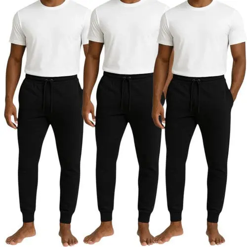 BENBEN 3 Pack Ultra Soft Fleece Joggers Sweatpants - Black/black/black