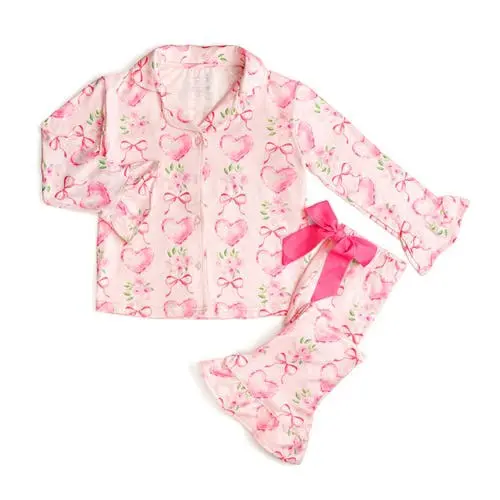 SWEET WINK Heart Floral Trellis Valentine's Day Lounge Set - Soft Pink