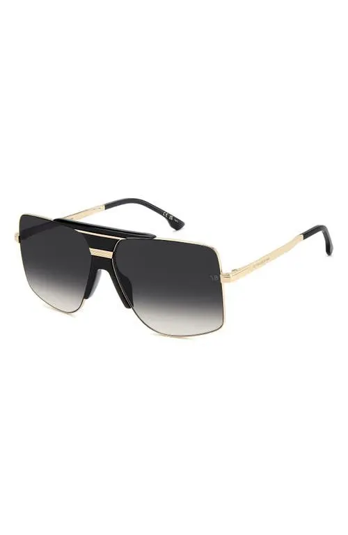 Victoria Beckham 62mm Square Aviator Sunglasses - Black Gold/dark Grey Sf