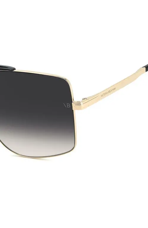 Victoria Beckham 62mm Square Aviator Sunglasses - Black Gold/dark Grey Sf