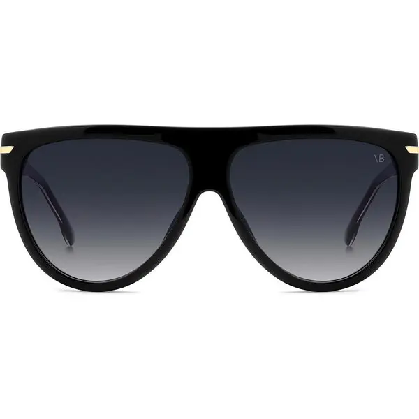 Victoria Beckham 60mm Flat Top Sunglasses - Black Crystal/dk Blue Sf