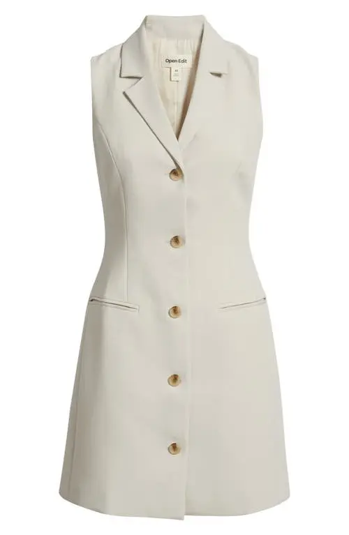 OPEN EDIT Sleeveless Blazer Dress - Beige Pumice