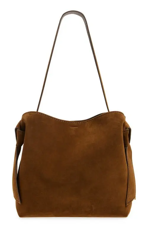 Acne Studios Midi Musubi Suede Shoulder Bag - Cognac Brown