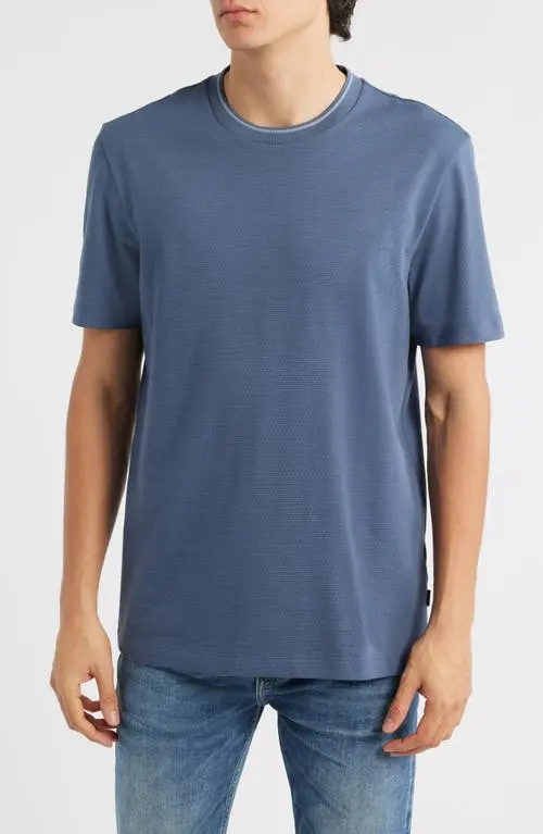 BOSS Thompson Tipped Cotton Blend T-shirt - Open Blue