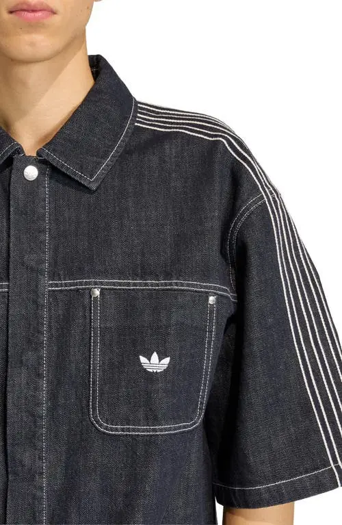 Adidas Denim Short Sleeve Button-up Shirt