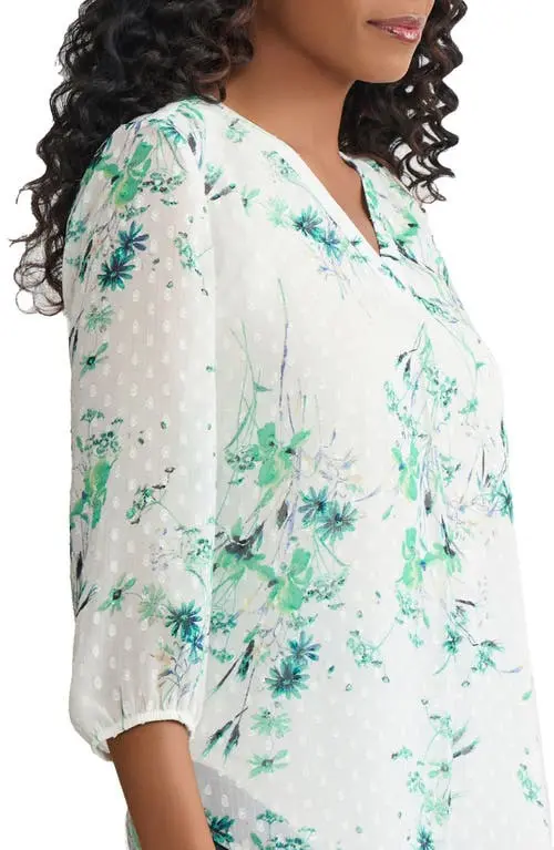 Jones New York Clip Dot Chiffon Floral Top