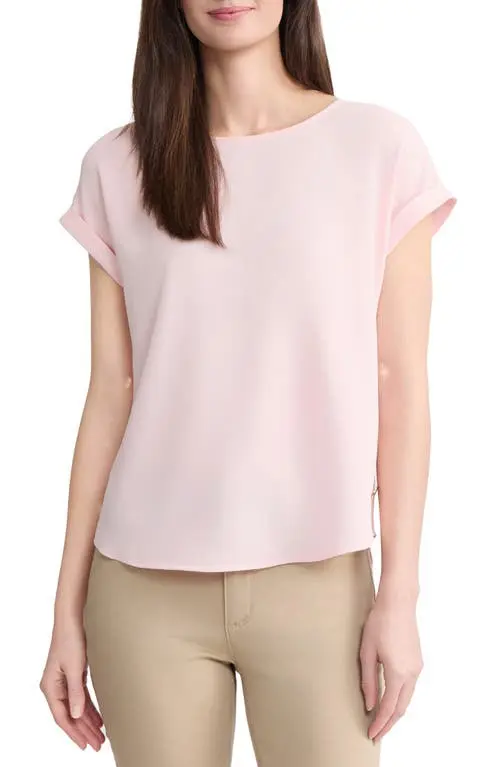 Jones New York Button Side Short Sleeve Top - Petal Pink
