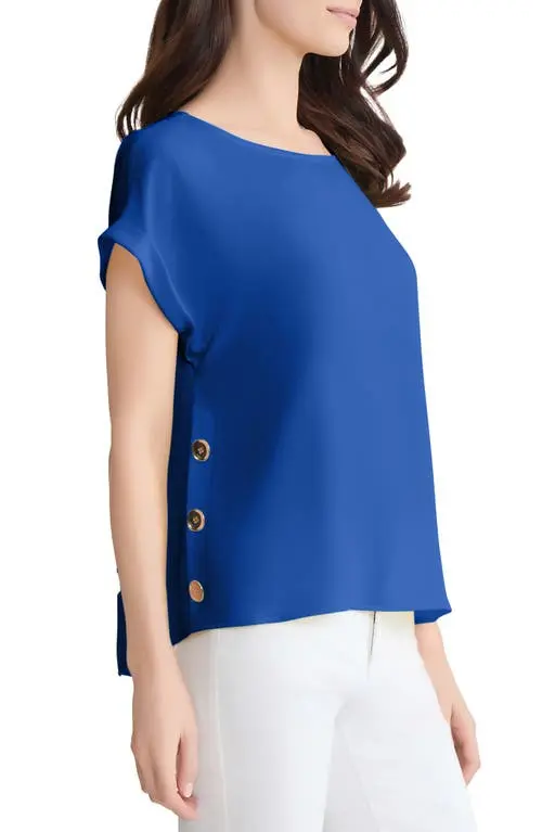 Jones New York Button Side Short Sleeve Top - Sapphire