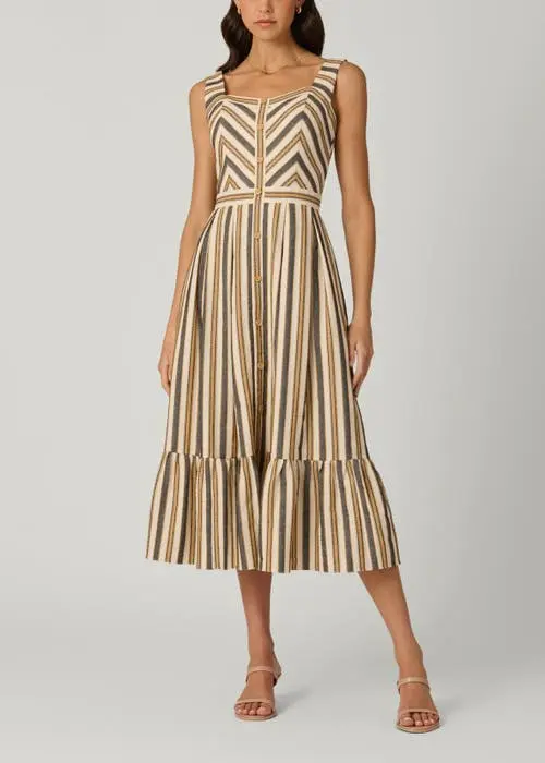 Shoshanna Lyda Contrast Stripe Jacquard Dress