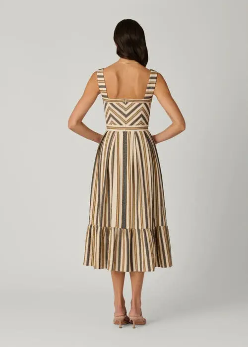 Shoshanna Lyda Contrast Stripe Jacquard Dress