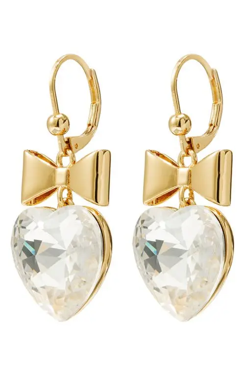 Tory Burch Crystal Heart And Bow Drop Earrings