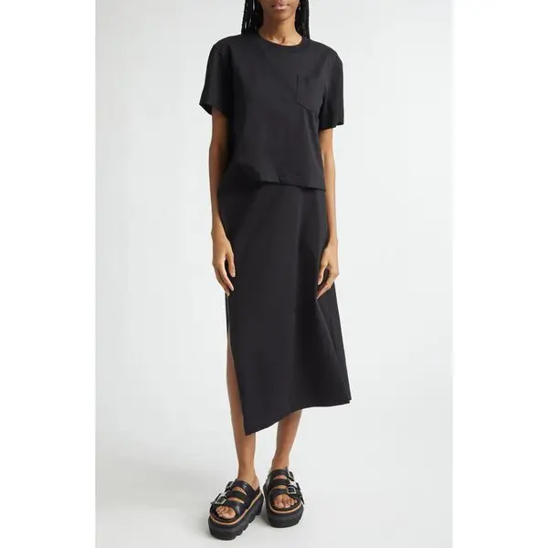 Sacai Cotton Jersey Tiered Dress
