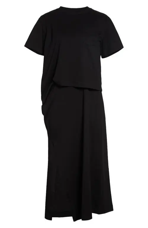 Sacai Cotton Jersey Tiered Dress
