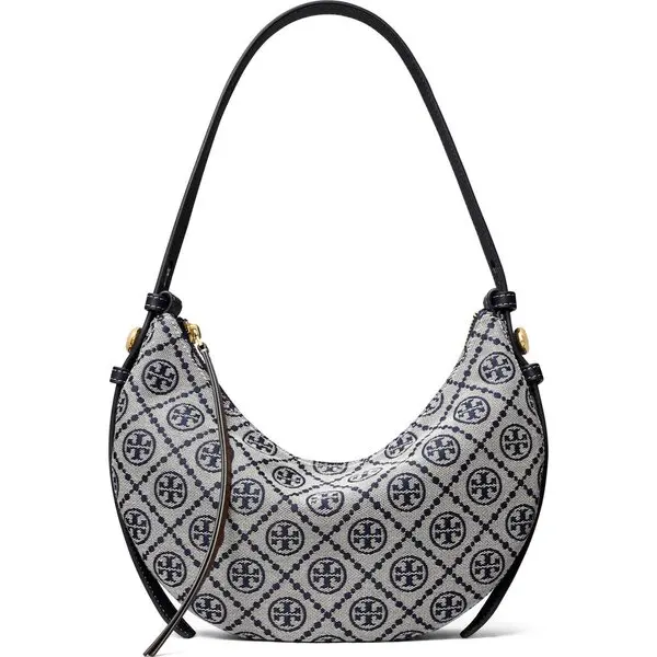 Tory Burch Romy T Monogram Half Moon Shoulder Bag