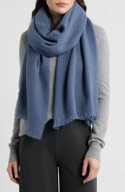 Vince Check Cashmere & Wool Scarf - Azul