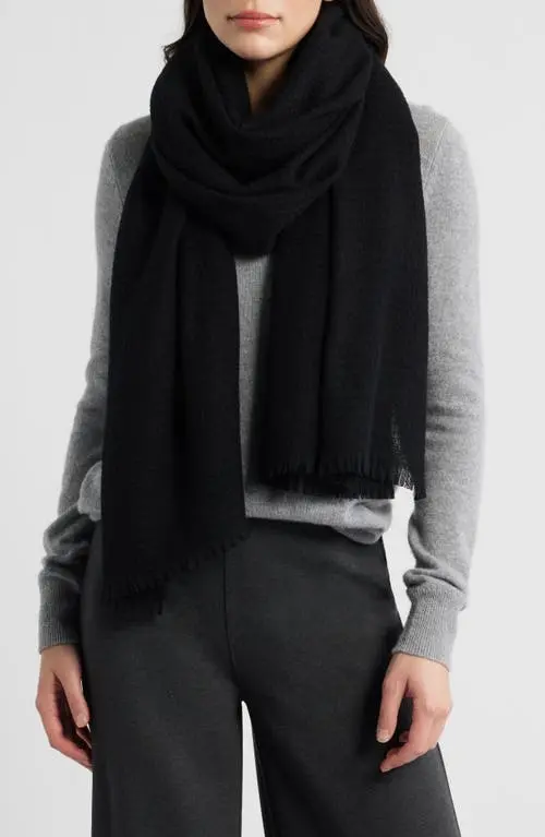 Vince Check Cashmere & Wool Scarf - Black