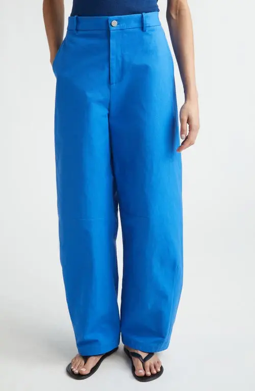 Partow High-waist Barrel Leg Cotton Pants - Azure