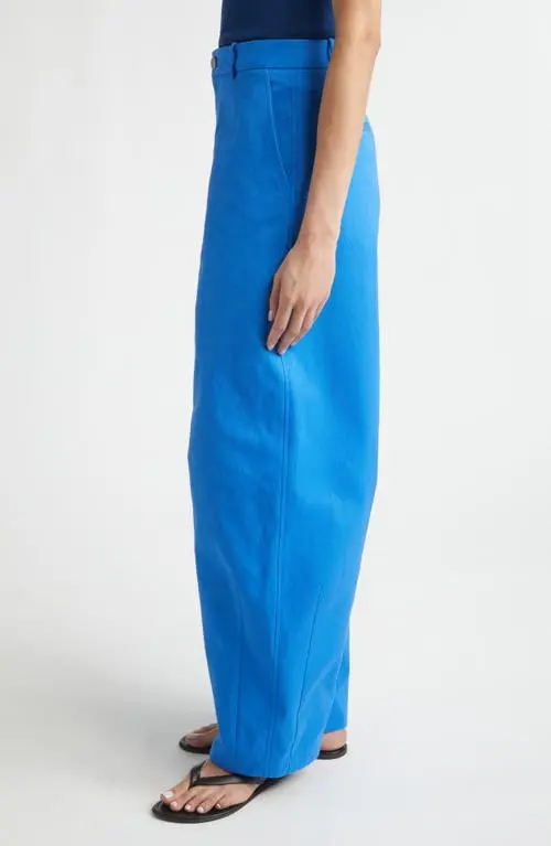 Partow High-waist Barrel Leg Cotton Pants - Azure