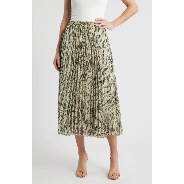 Anne Klein Printed Pleated Maxi Skirt