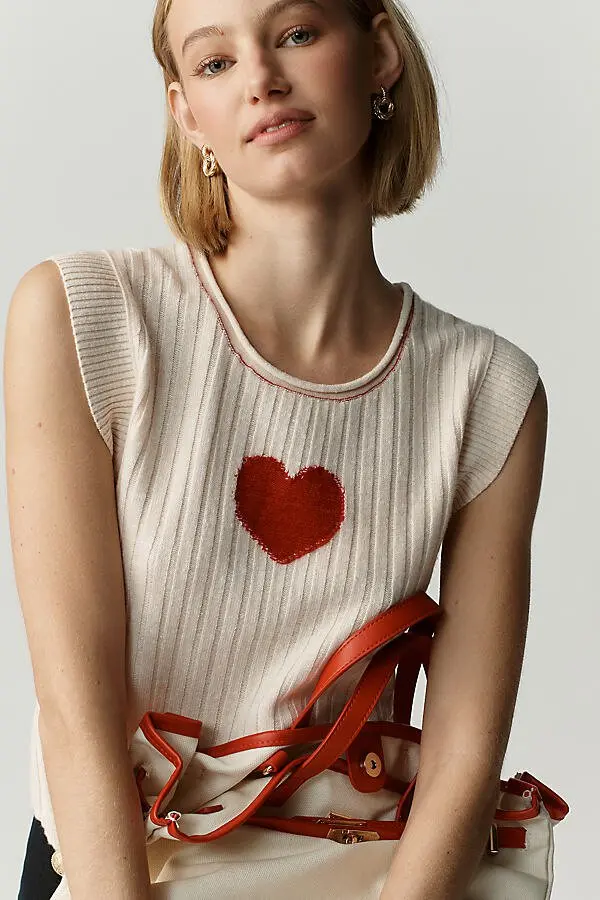 PILCRO Heart Crew-neck Muscle Sweater