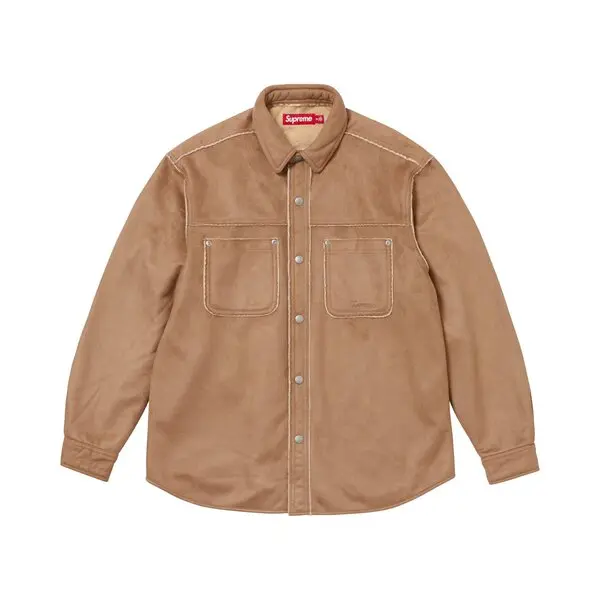 Supreme Faux Suede Snap Shirt - Tan