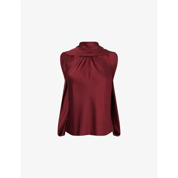 Simkhai Scarlett Cape Satin Top - Oxblood