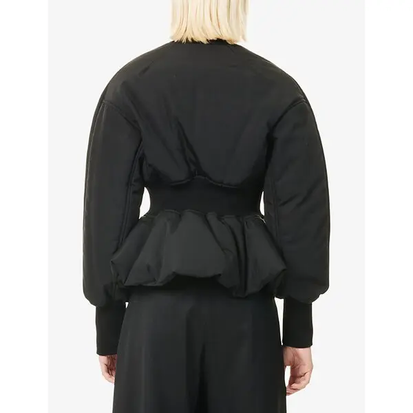 Alaïa Woven Peplum-hem Bomber Jacket