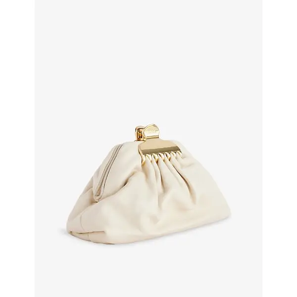Marc Jacobs The Glam Small Claw Clip Leather Clutch Bag - Ivory