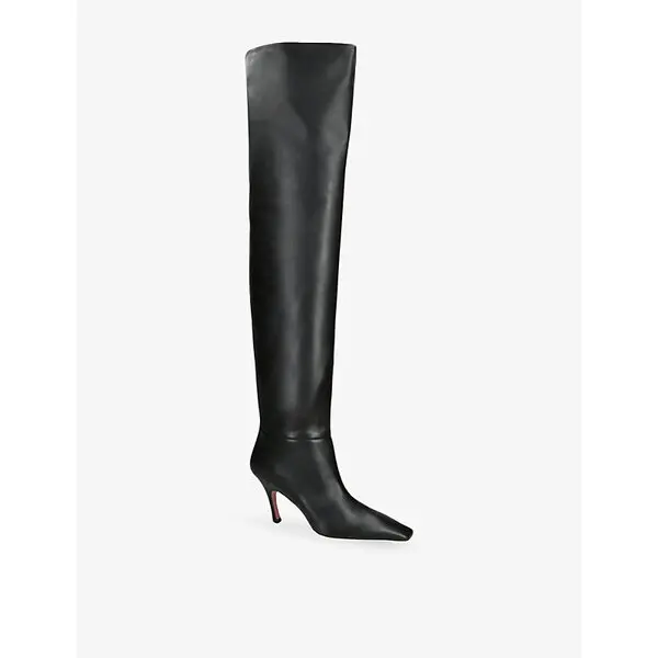 Amina Muaddi Jamie 80 Leather Thigh-high Boots - Black