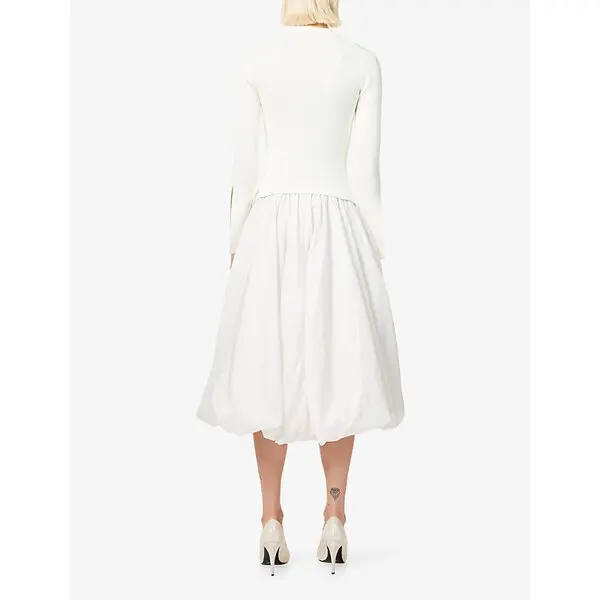 Simkhai Kenlie Long-sleeve Taffeta-knit Midi Dress - Ivory