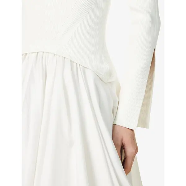 Simkhai Kenlie Long-sleeve Taffeta-knit Midi Dress - Ivory