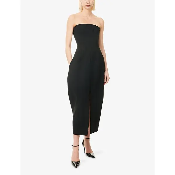 Alaïa Strapless Wool Midi Dress