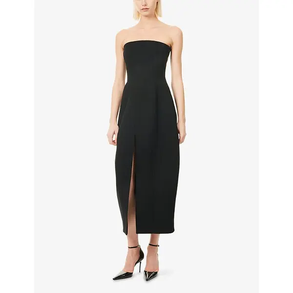 Alaïa Strapless Wool Midi Dress