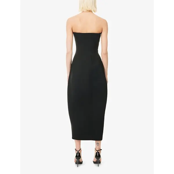 Alaïa Strapless Wool Midi Dress