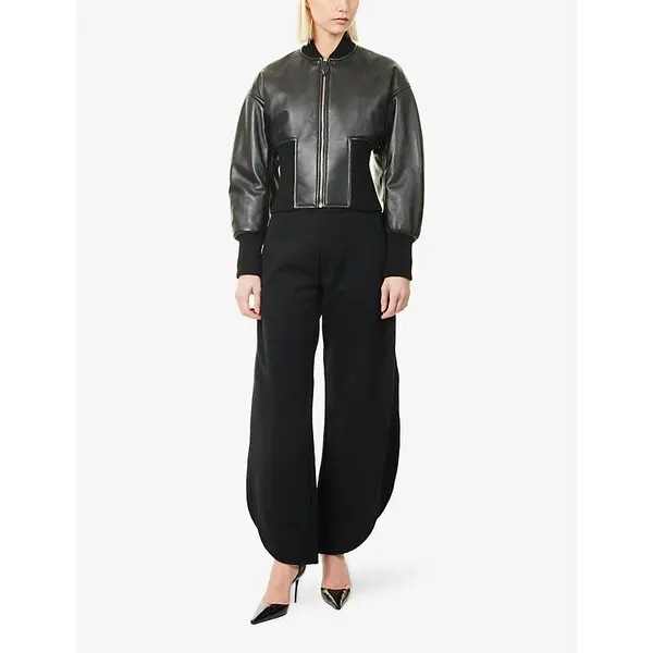 Alaïa Cinch Leather Bomber Jacket