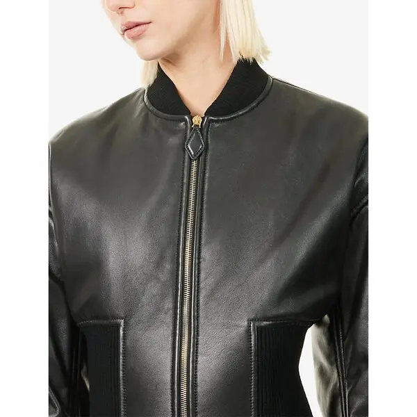 Alaïa Cinch Leather Bomber Jacket
