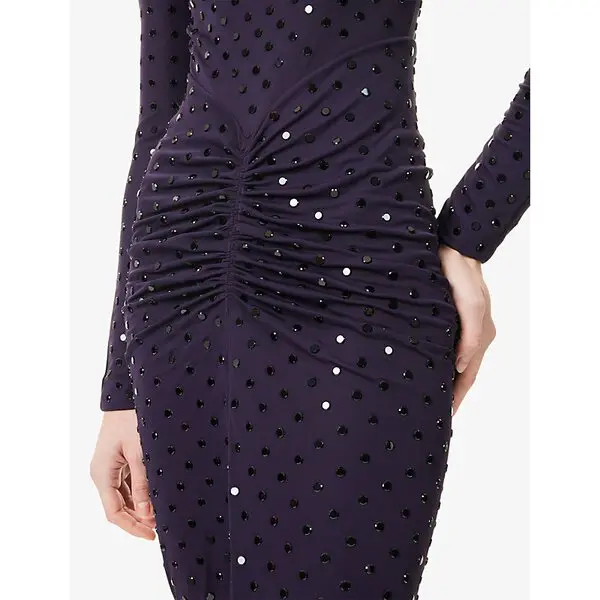 ALAA Eggplant/black Draped Fluid Strass Jersey Dress size 8 (US)