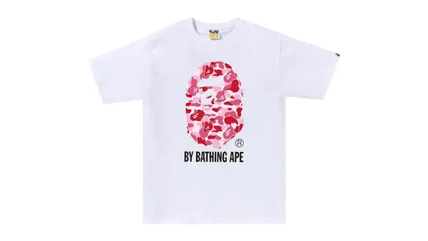 A BATHING APE Abc Camo Bathing Ape Tee Shirt - White/pink