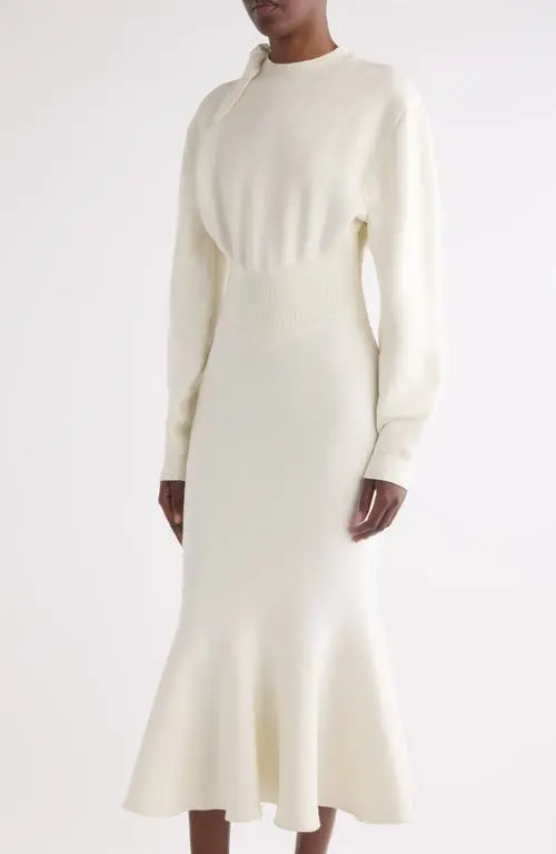 Givenchy Long Sleeve Bow Trumpet Sweater Dress