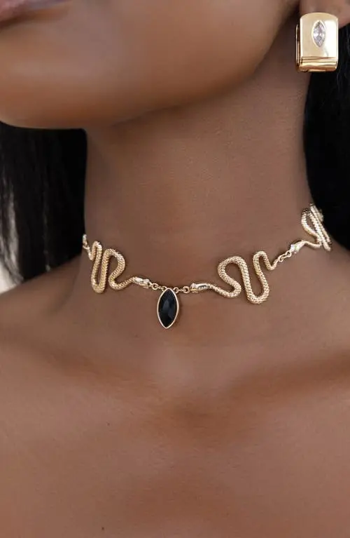 Ettika Serpentina Choker Necklace - Black