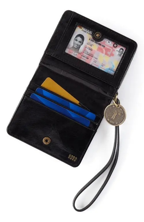 Hobo Coin Leather Wristlet Wallet - Black