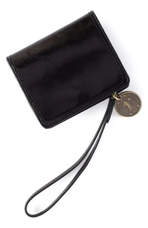 Hobo Coin Leather Wristlet Wallet - Black