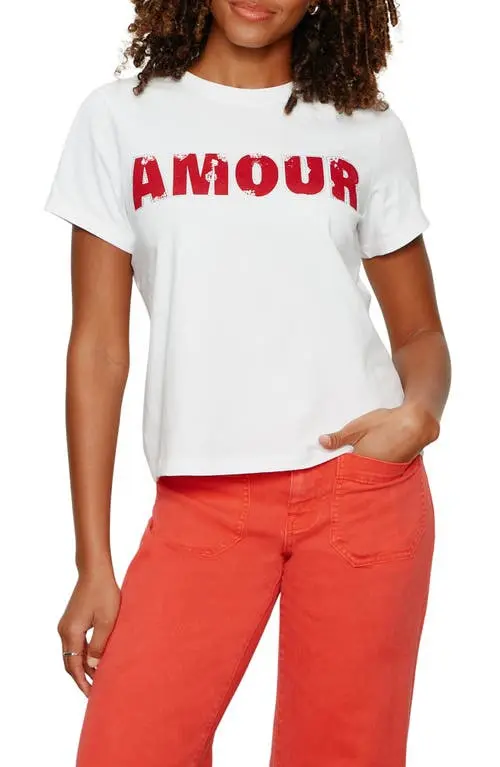 Sanctuary Embellished Organic Cotton T-shirt - White/cherry Lacquer