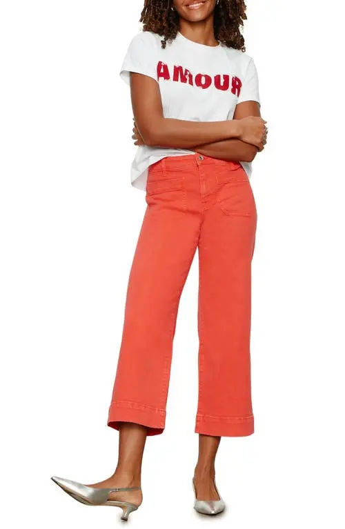 Sanctuary Embellished Organic Cotton T-shirt - White/cherry Lacquer