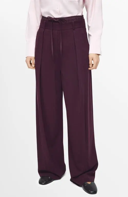 Mango High-rise Straight Leg Pants - Maroon